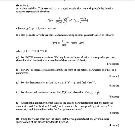 Solved Question A Random Variable Y Is Assumed To Have Chegg