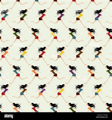 Running Girl Seamless Pattern Design Stock Vector Image And Art Alamy