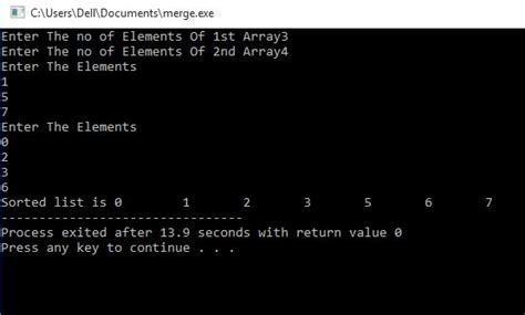 Merging Elements Of Two Sorted Arrays Into One Sorted Array Programming