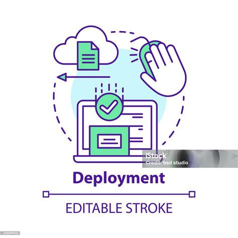 배포 개념 아이콘입니다 데이터 전송 수신 제품 릴리스 유용성 테스트 완성된 소프트웨어를 소비자에게 전달하여 얇은 선 일러스트레이션을 실현합니다 벡터 절연 윤곽선 도면 편집