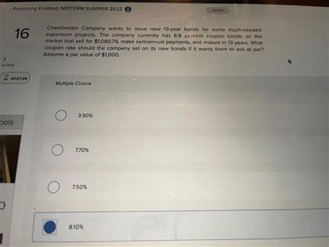 Solved Proctoring Enabled Midterm Summer 2022 16 3 Points