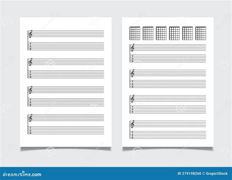 Grid Paper Music Notation And Tablature Template For Guitar A4 Size