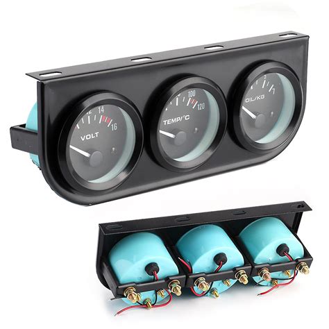 18in Npt 52mm2in 3in1 Car Meter 816v Voltmeter 40120 Water Temp Meter