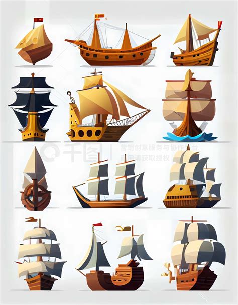 元素ai数字艺术 古船木船元素图标 Ai平面元素免费下载 Png格式 1200像素 编号45135310 千图网