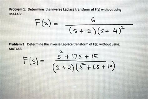Problem 1 Determine The Inverse Laplace Transform Of Fs Without