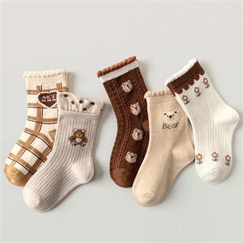 준캡 아동양말 어린이양말 프릴베어 중목양말세트 5족세트 온채널
