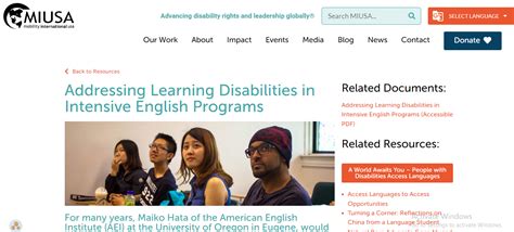 Addressing Learning Disabilities In Intensive English Programs Miusa