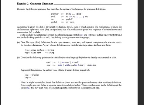 Solved Exercise Grammar Grammar Consider The Following Chegg