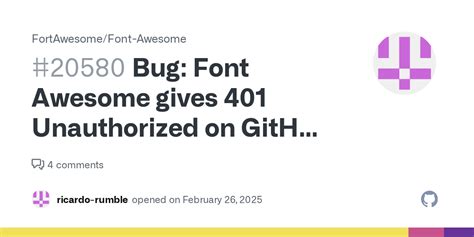 Bug Font Awesome Gives 401 Unauthorized On Github Actions Cicd At Random Times · Issue 20580