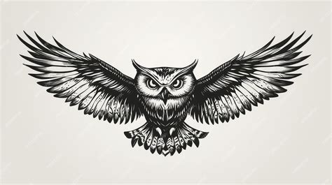 Highresolution Angular Illustration Of An Owl With Tribal Design