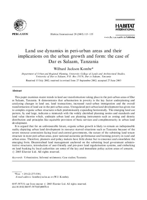 Pdf Land Use Dynamics In Peri Urban Areas And Their Implications On The Urban Growth And Form