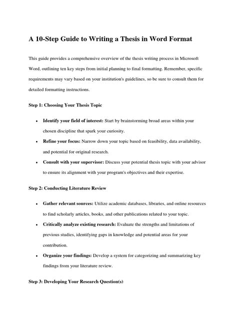 a 10 step guide to writing a thesis pdf data thesis