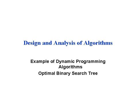 Design And Analysis Of Algorithms Example Of Dynamic