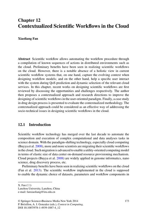Pdf Contextualized Scientific Workflows In The Cloud
