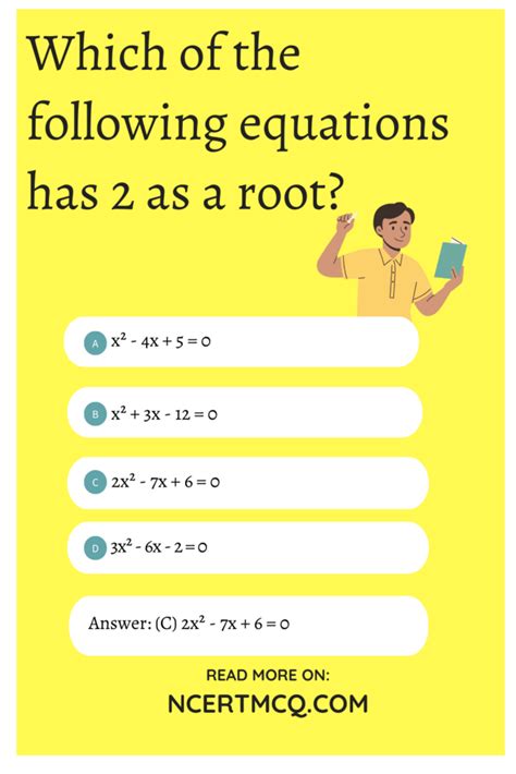 MCQ Questions For Class Maths Chapter Quadratic Equations With Answers NCERT MCQ