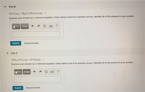 Solved Part A NaNO Aq KCl Aq Express Your Answer As A Chegg Com