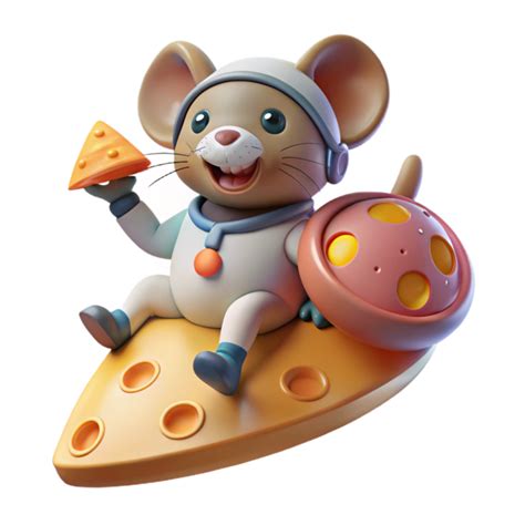 Adorable Astronaut Mouse On Cheese Spaceship 54585933 Png