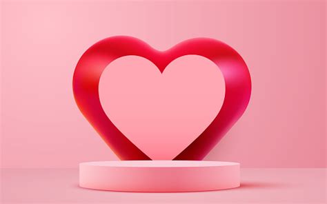 발렌타인 데이 장면 배경입니다 제품 프리젠 테이션 모형 화장품 연단 무대 받침대 또는 플랫폼을 보여줍니다 3차원 형태에 대한 스톡 벡터 아트 및 기타 이미지 Istock