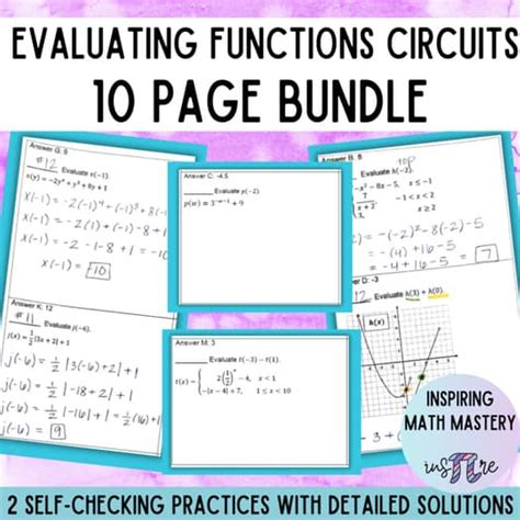 2 evaluating functions 1 piecewise practice self checking worksheets