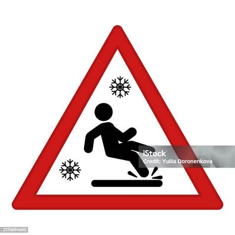 빨간 표지판 미끄러운 도로 경고 도로 표지판 겨울 미끄러운 길 벡터 아이콘 거리에 대한 스톡 벡터 아트 및 기타 이미지 거리 거친 걷기 Istock