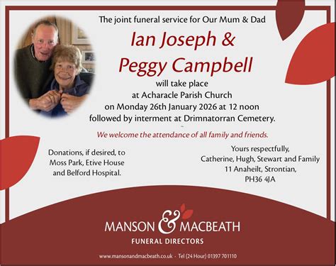 Campbell Ian Manson And Macbeath Funeral Directors Facebook