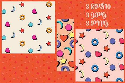 Pattern With Heart Star And Circle Graphic By AnnArtshock Creative Fabrica