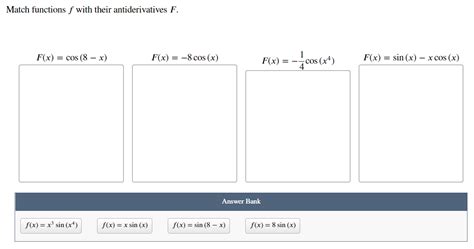 Solved Match Functions F With Their Antiderivatives F Chegg