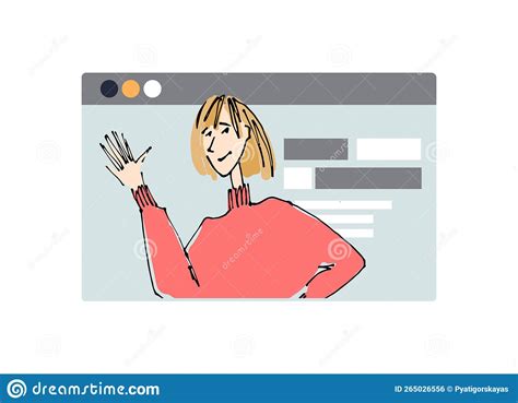 Young Girl In Front Of A Computer Screen Flat Style Isolated Vector