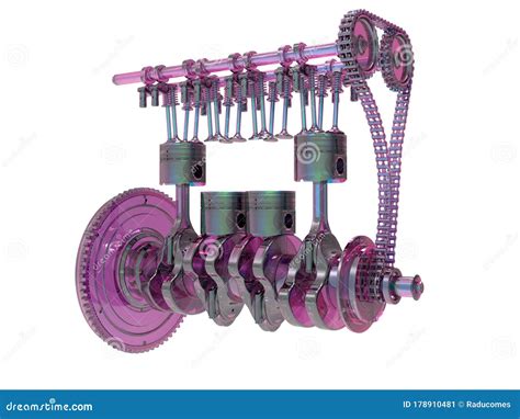 3d Rendering Four Pistons Engine Glass Material Stock Illustration