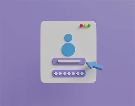 화면의 3d 계정 로그인 및 암호 양식 페이지 보라색 배경 그림의 계정 사용자 인증 로그인 인증 페이지 개념에 로그인 프리미엄 사진