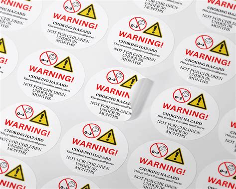 Small Parts Warning Stickers Choking Hazard Warning Labels