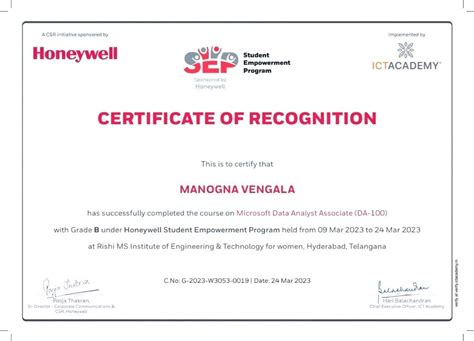 Manogna Vengala On Linkedin Honeywell Ictacademy Dataanalytics