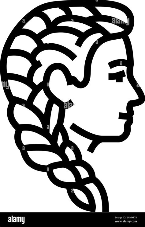 French Braid Hairstyle Female Line Icon Vector Illustration Stock Vector Image And Art Alamy