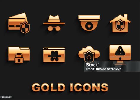 Set Browser Incognito Window House Under Protection Monitor With Exclamation Mark Cloud And