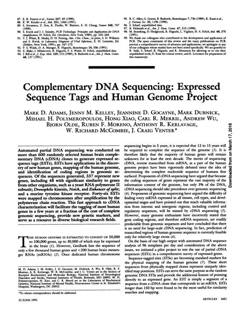 pdf complementary dna sequencing expressed sequence tags and human