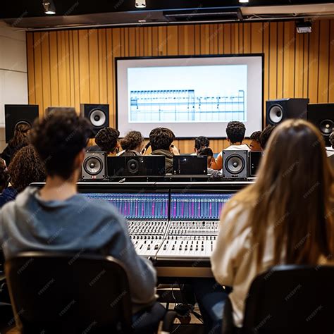 Group Of Students In A Recording Studio Setup Premium Ai Generated Image