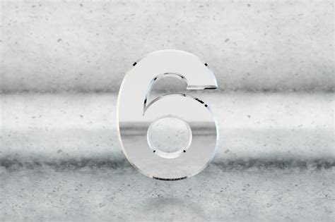Premium Photo Chrome 3d Number 6 Glossy Chrome Number On Scratched