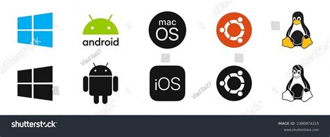 Operating System Brand Logo Set Android Stock Vector Royalty Free