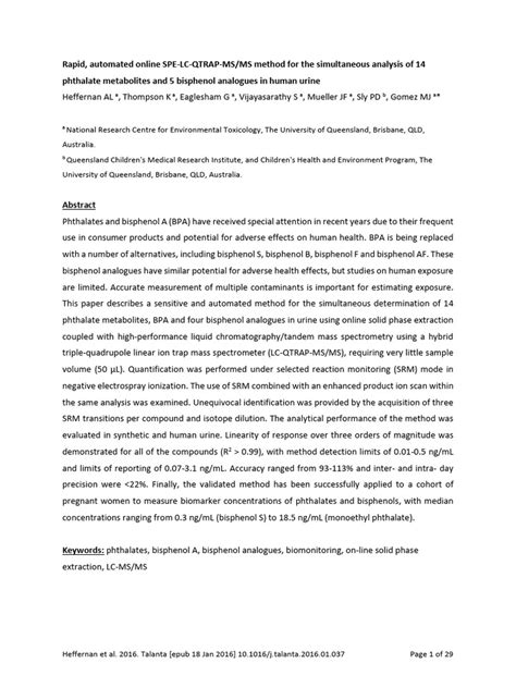 rapid automated online spe lc qtrap ms ms method for the simultaneous