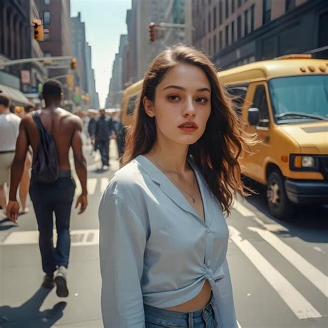 Premium Photo Close Up On Fashionable Woman In New York