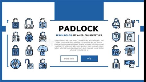 Padlock Lock Safe Password Key Landing Header Vector Stock Illustration
