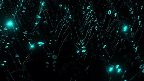a binary matrix of turquoise ones and zeros moving in a wave and