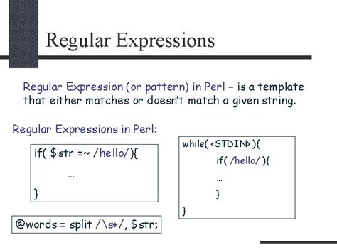 Regular Expressions Regular Expression Or Pattern In Perl