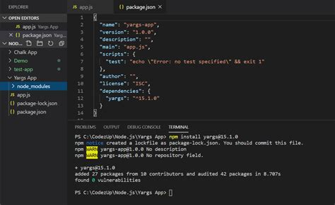 Run Nodejs With Command Line Arguments Yargs Npm Module