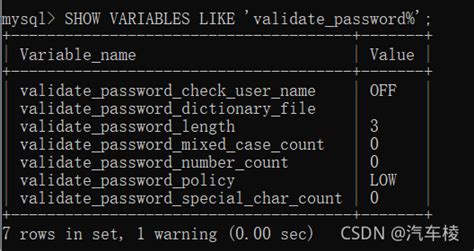 Mysql修改密码策略、密码安全等级数据库设置密码等级为low Csdn博客
