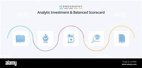 Analytic Investment And Balanced Scorecard Blue 5 Icon Pack Including Magnifier Global Plant