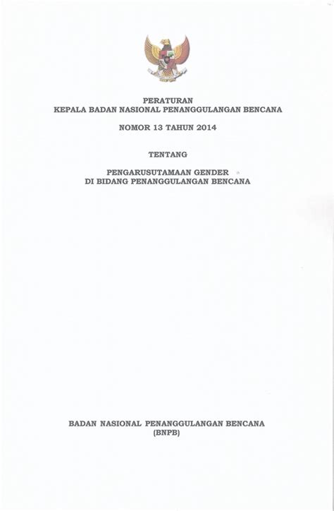 Indonesia Regulation On Gender Mainstreaming In The Field Of Disaster Management UNW WRD