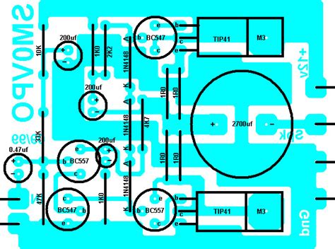 4W Audio Amplifier Using Transistor TIP41 Electronic Schematic Diagram