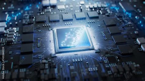 Cpu Connection With Motherboard Futuristic Colorful Ai Accelerated Microchip Connecting With A