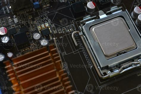 The Processor Of The Computer On The Motherboard Electronic Elements And A Processor In A